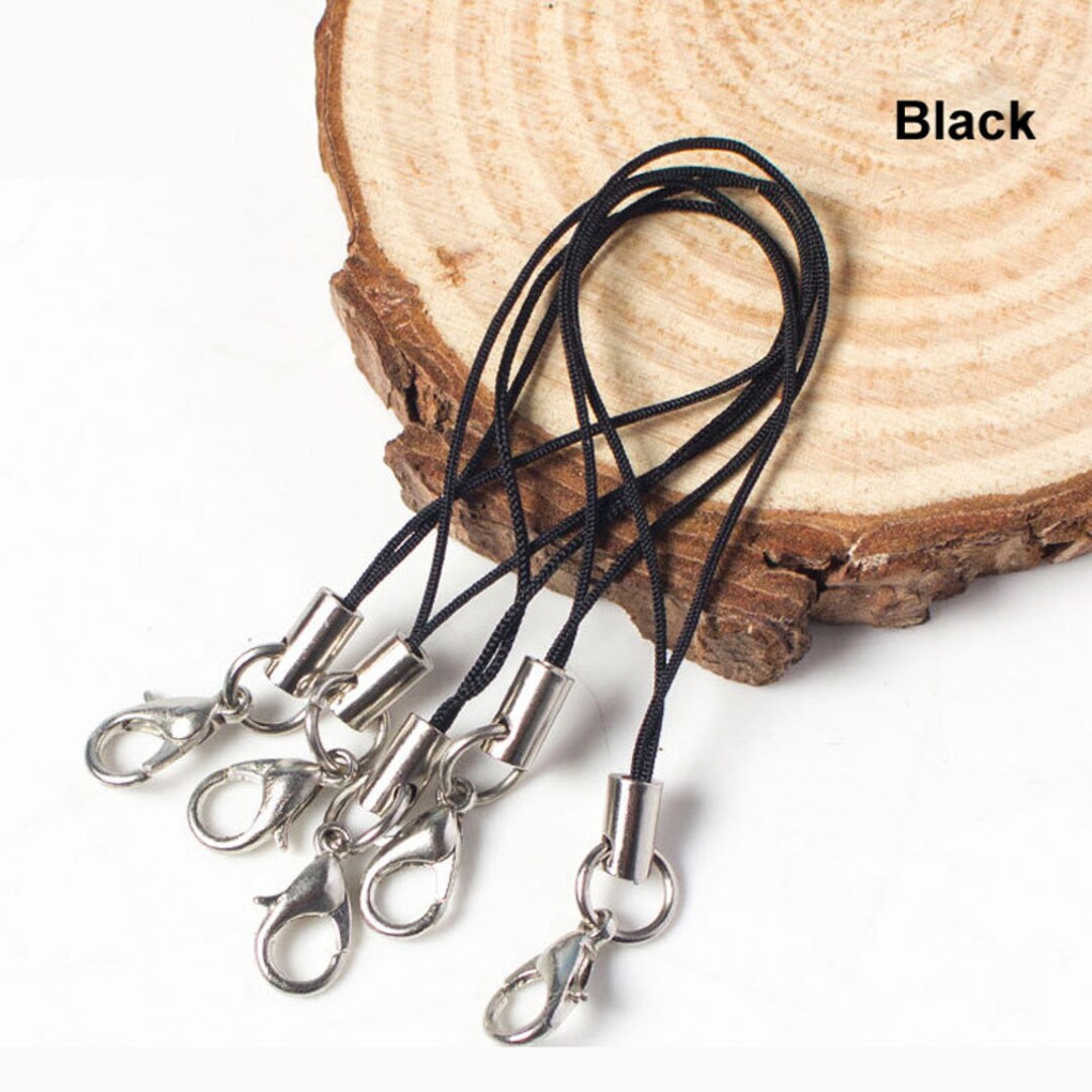 100pcs Black Color Phone Strap Cords With Lobster Clasp Findings,for ...