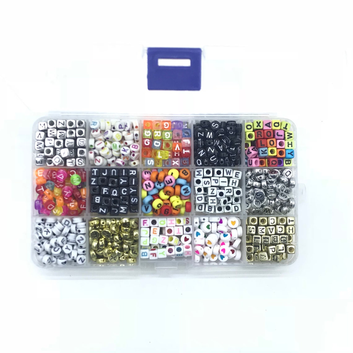 Approx 1100pcs 15 Styles Letter Beads Colorful Alphabet Beads for ...
