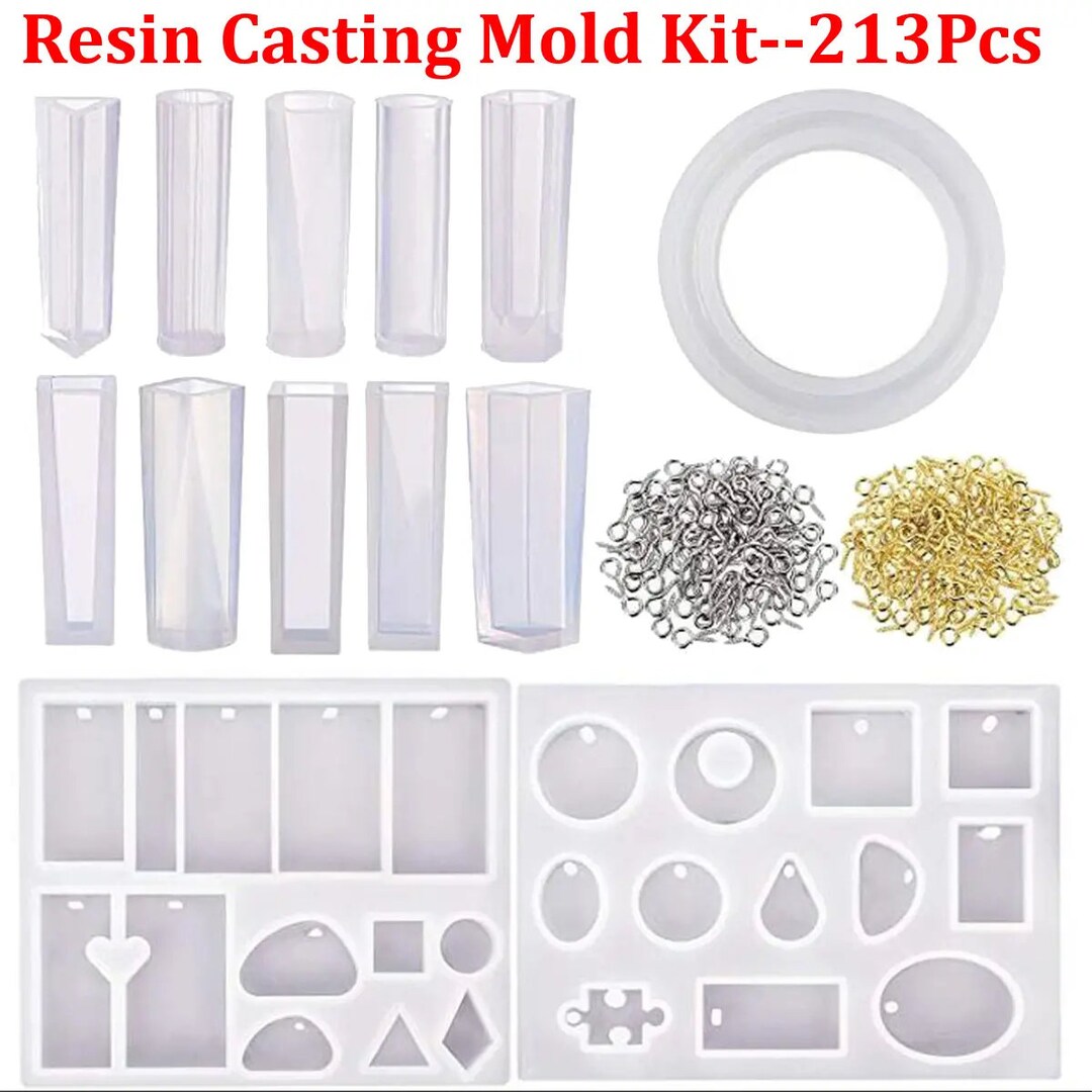 213pcs Resin Casting Molds / Moulds Kit Silicone Mold Jewelry Pendant ...