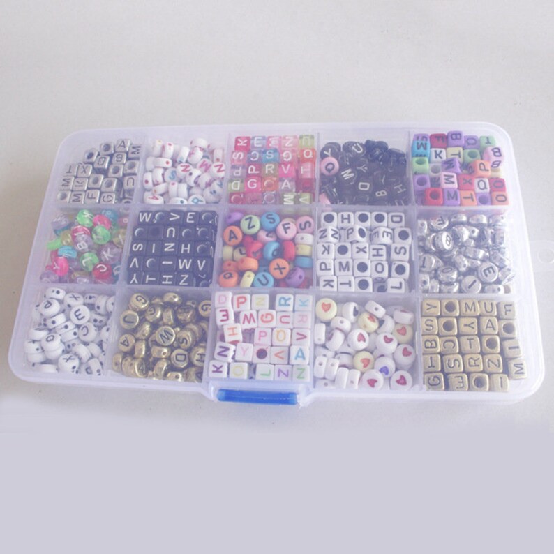 Approx 1100pcs 15 Styles Letter Beads Colorful Alphabet Beads for ...