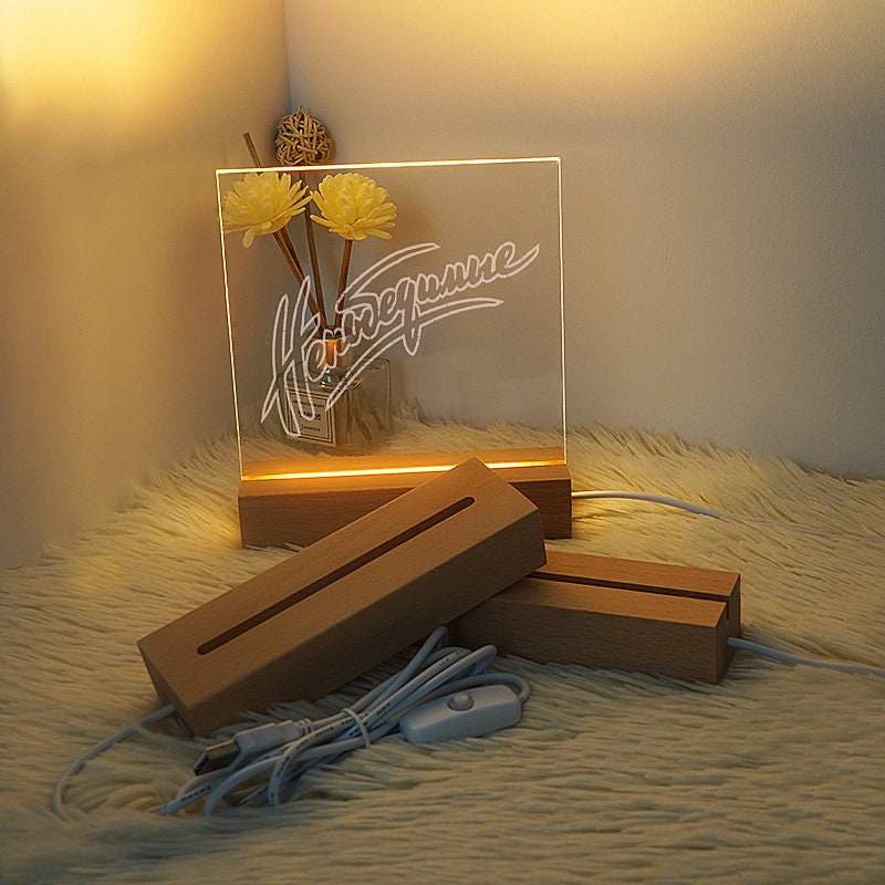 LED Wood Base-for Night Light Base Resin Art Display Crystal - Etsy
