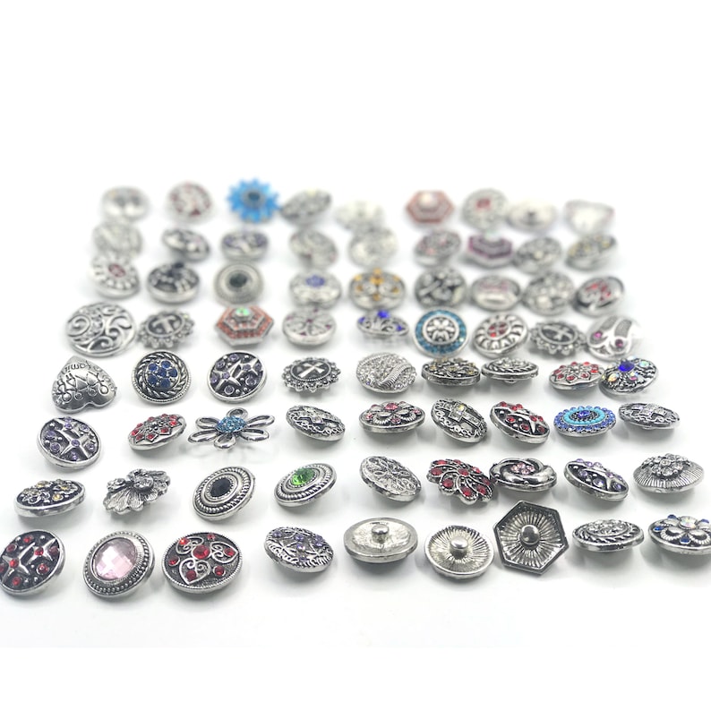 18-20mm Rhinestones Antique silver Color Snaps | Etsy