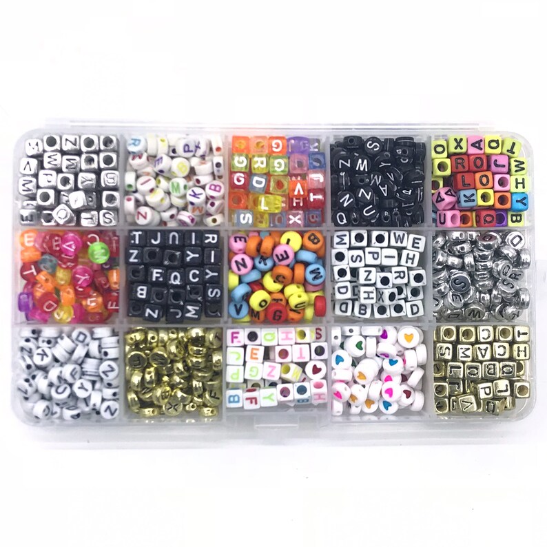 Approx 1100pcs 15 Styles Letter Beads Colorful Alphabet Beads for ...