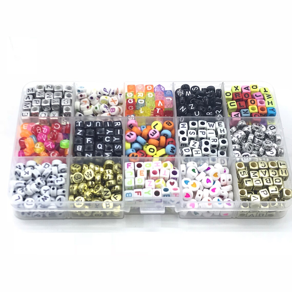 Approx 1100pcs 15 Styles Letter Beads Colorful Alphabet Beads for ...
