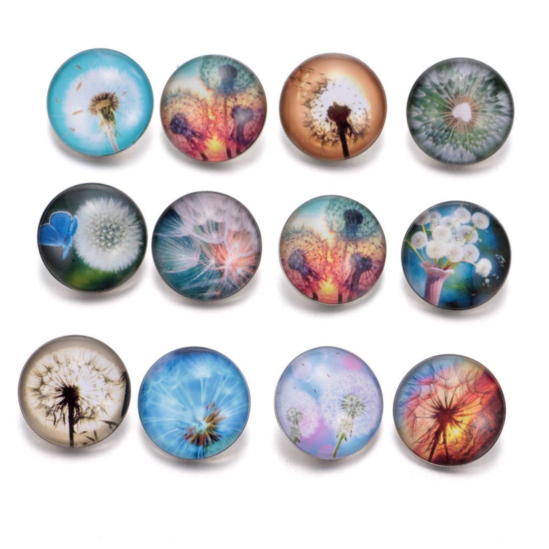 12pcs 18mm Dandelion Theme Snap Button Charms for Ginger Snap Clasp ...