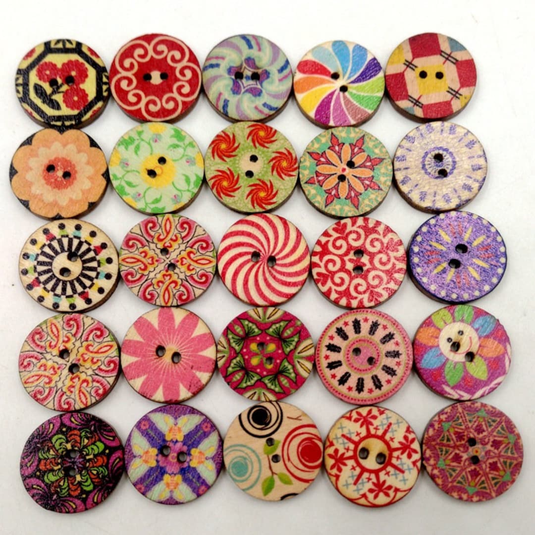 Free Shipping-pack of 100 20mm Cute Buttons, Wooden Buttons, Sewing ...