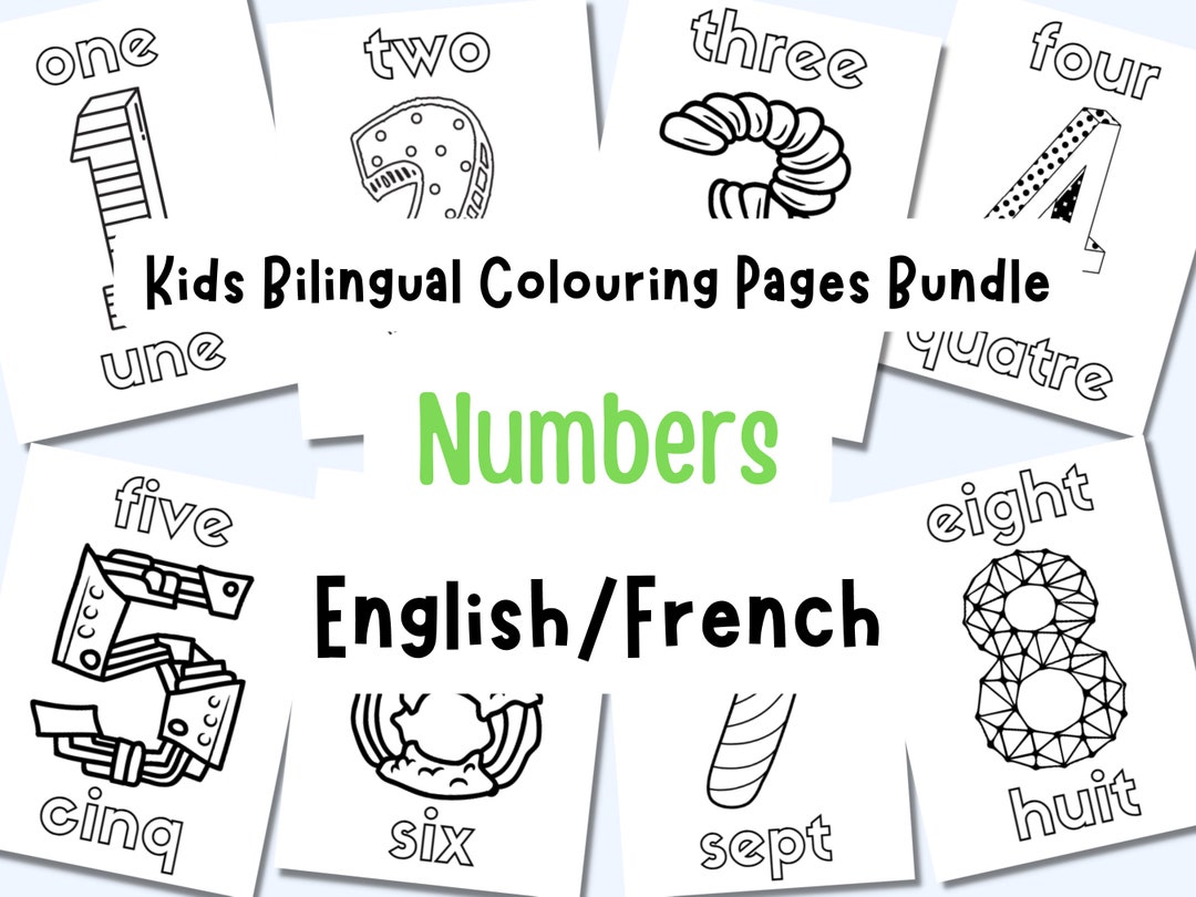 Bilingual Colouring Pages Bundle | Numbers Colouring Book Easy ...