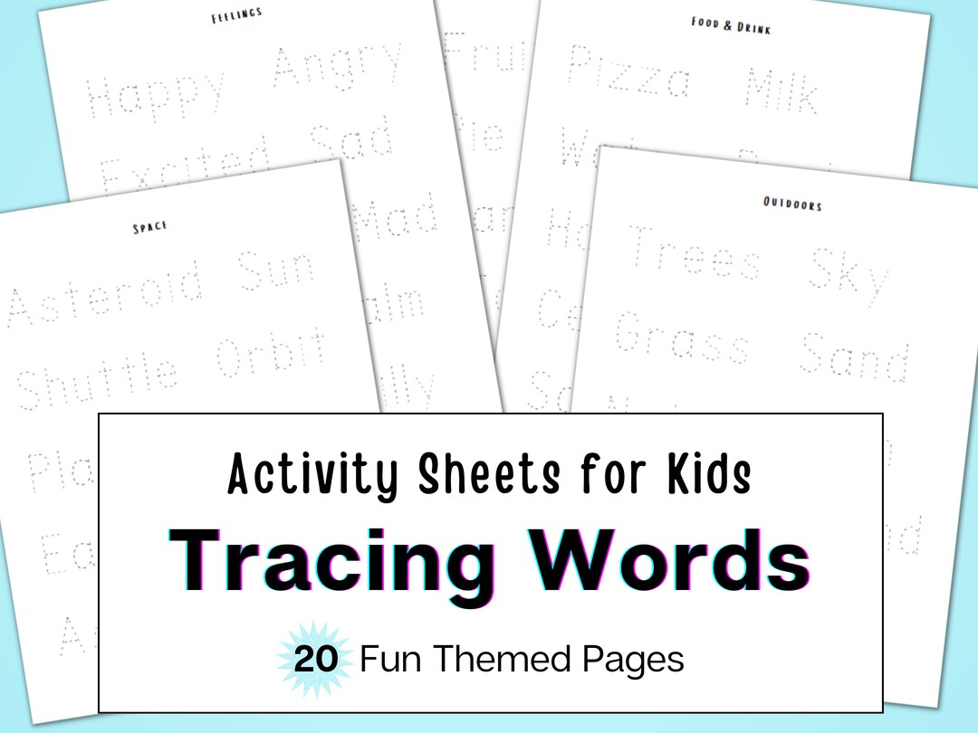 Kid's Activity Work Sheets Bundle Tracing Words | Educational Printable ...