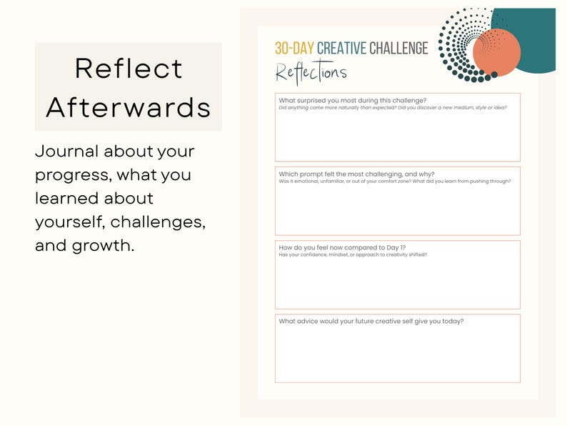 30-day Creative Challenge: Printable Journal Prompts for Adults & Teens ...