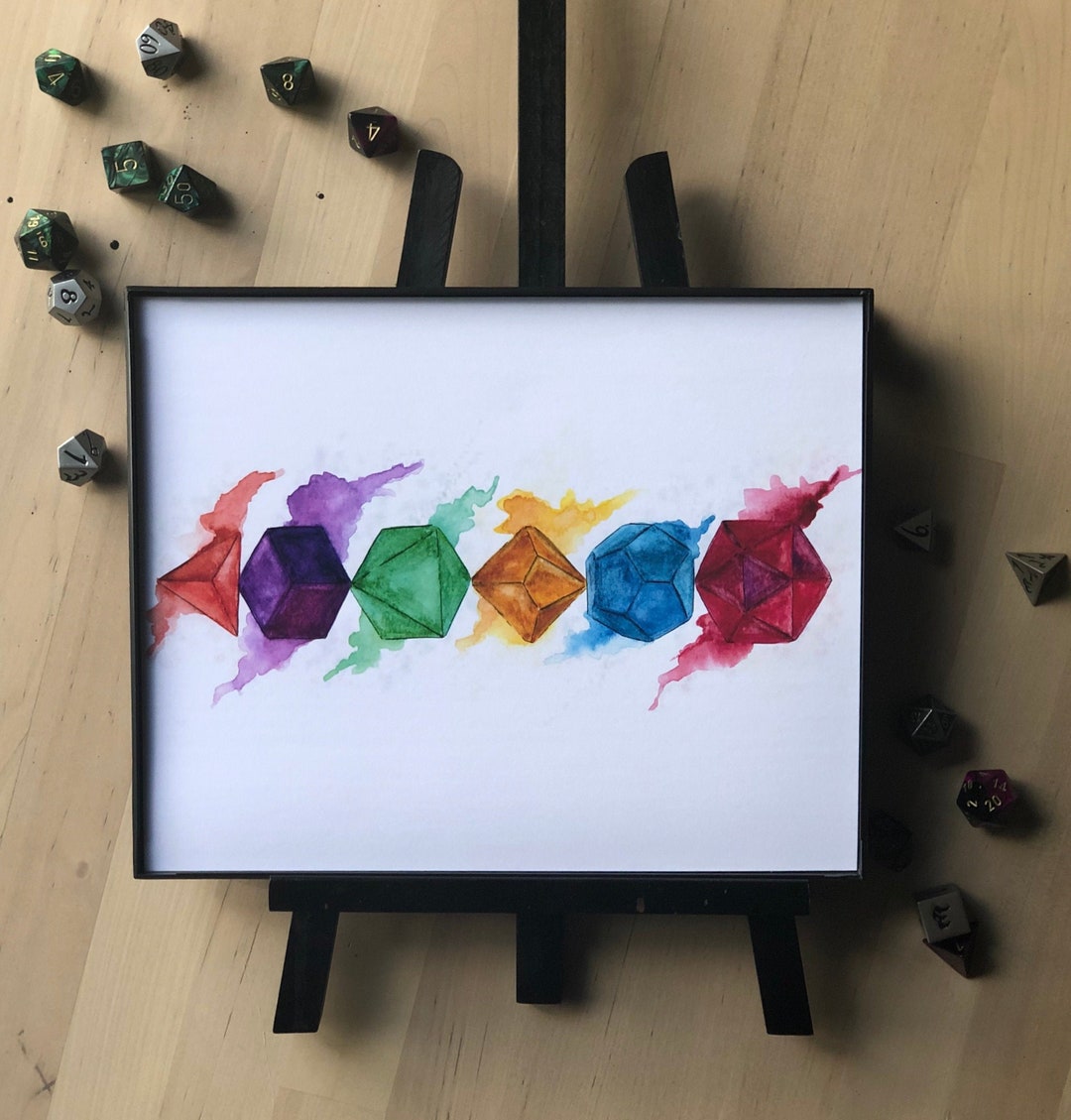 D20 D&D Polyhedral RPG Die Art Print Watercolor - Etsy