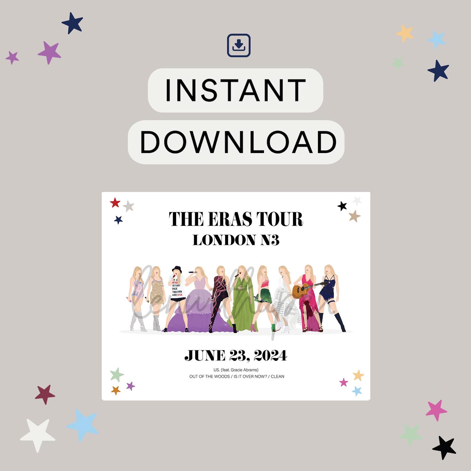LONDON N3 – Printable Poster - Eras Tour - Digital Art Wall Decor ...