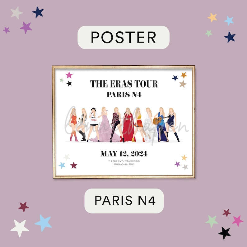 PARIS FRANCE N4 – Printable Poster – Eras Tour - Digital Art Wall Decor ...