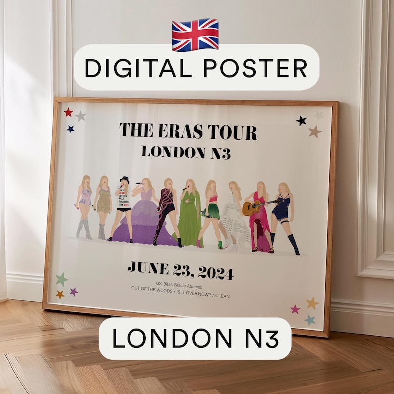 LONDON N3 Printable Poster Eras Tour Digital Art Wall Decor June 23 ...
