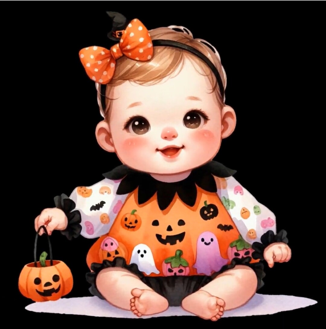 Adorable Halloween Baby Clipart Instant Download for Sublimation Design ...