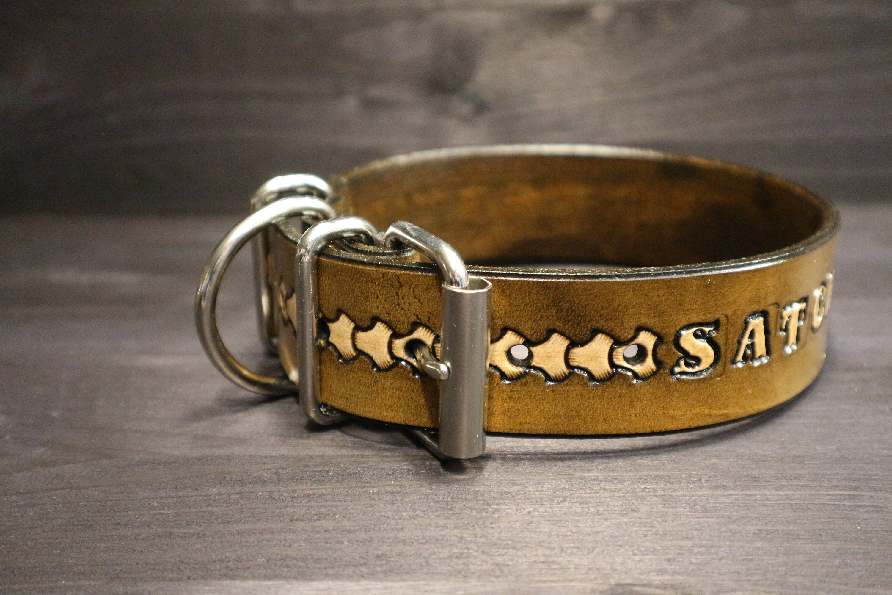 Personalized Leather Dog Collar With Name For Big And Middle Dog Breeds 
