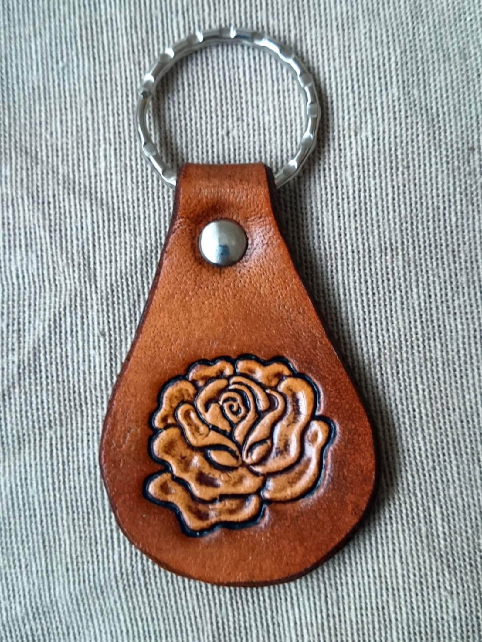 LEATHER KEYCHAIN ROSE // Flower // Party Favor // Little | Etsy