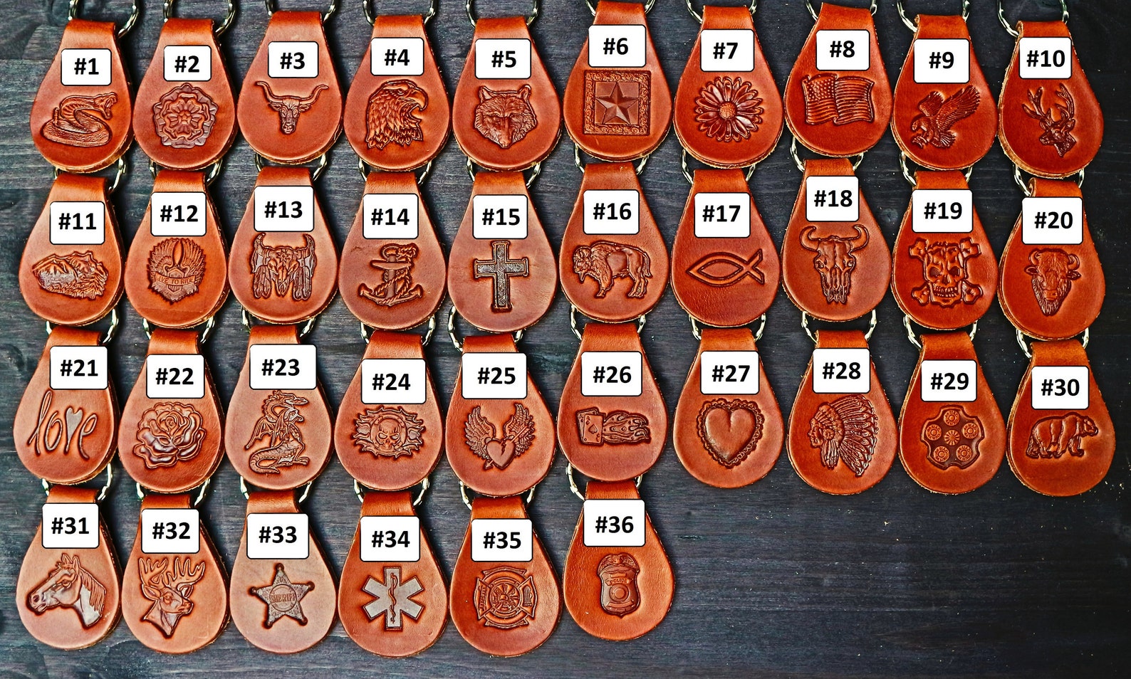 CUSTOM LEATHER KEYCHAIN With Various 3D Stamps, in Six Colors ...