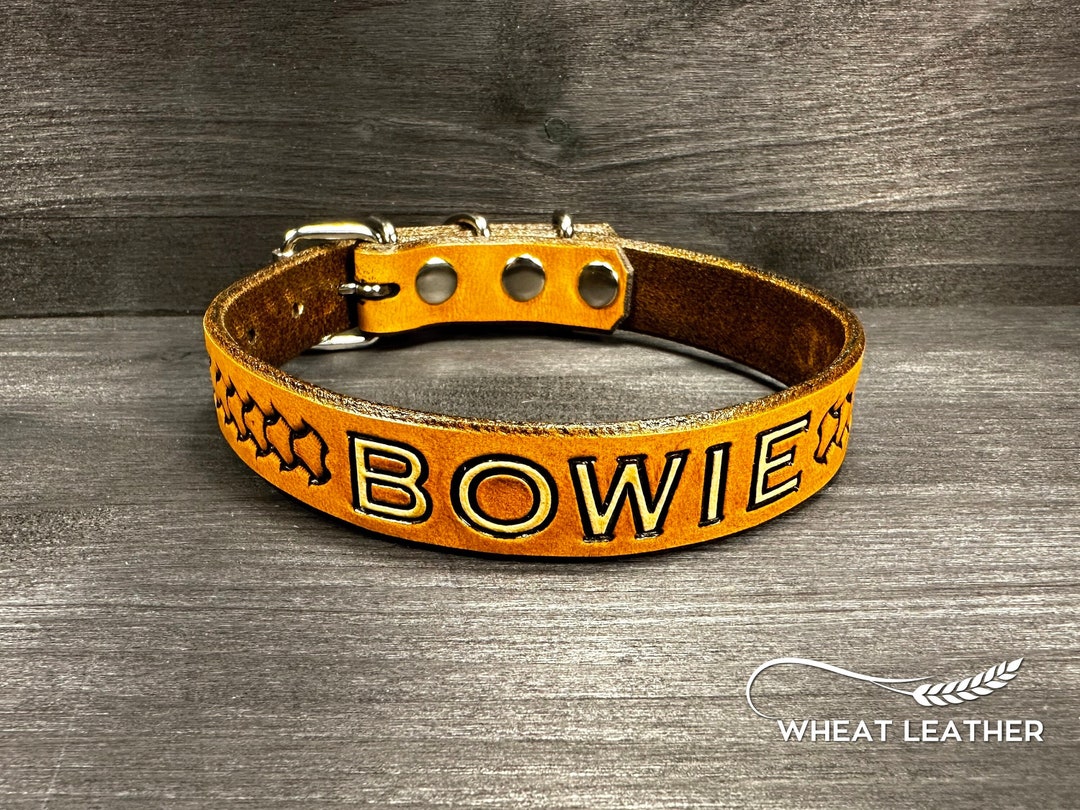 Personalized Handmade Leather Dog Collar With Basket Stamping - Custom ...