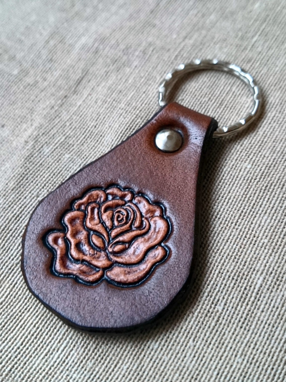 LEATHER KEYCHAIN ROSE // Flower // Party Favor // Little | Etsy