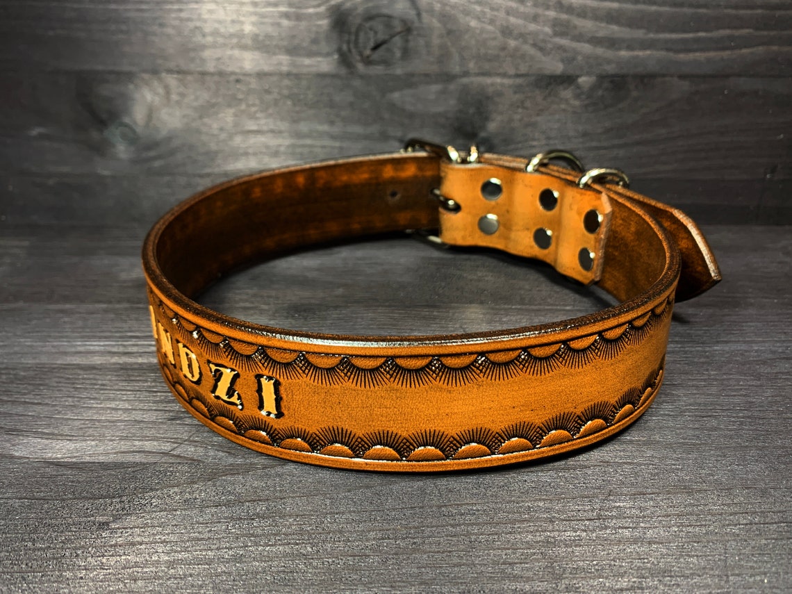 PERSONALIZED LEATHER COLLAR // With Name // Personalised | Etsy