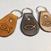 Personalized Leather Jesus Fish Keychain, Christian Ichthys Symbol ...