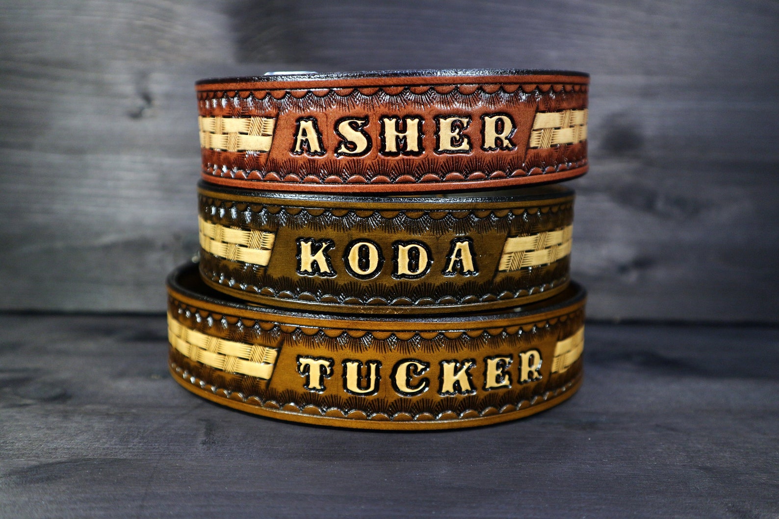 PERSONALIZED LEATHER COLLAR // With Name // Personalised - Etsy