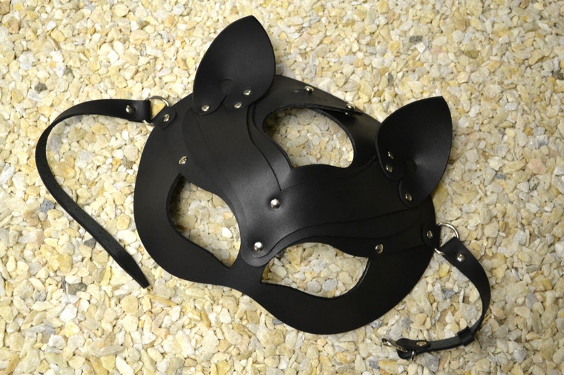 Leather Cat Mask Bdsm Kitten Mask Cat Woman Costume Woman Mask Etsy
