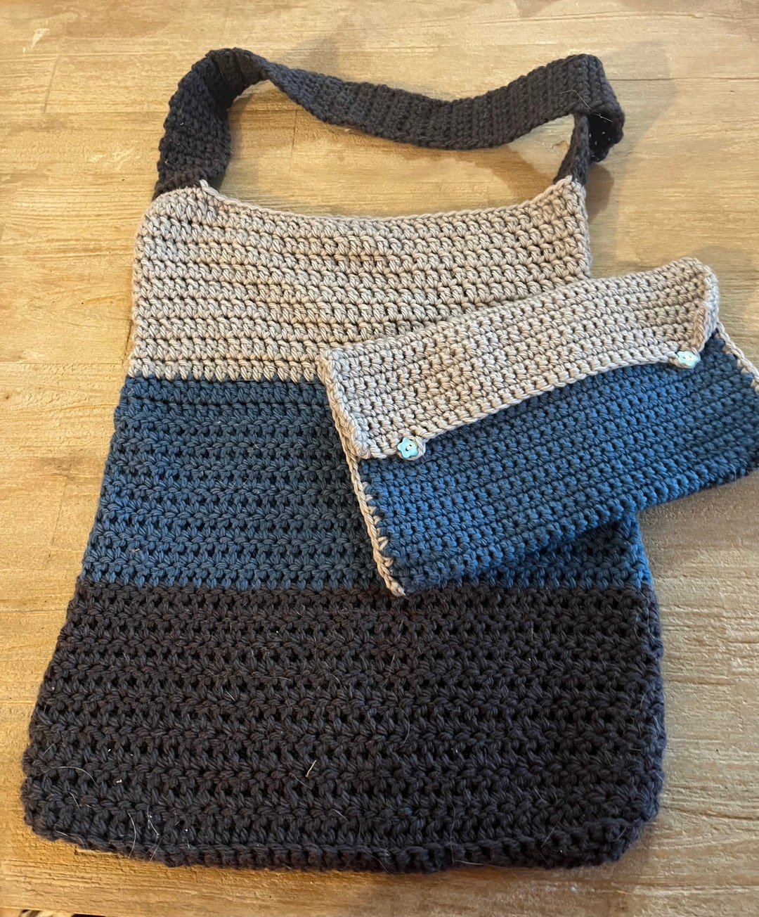 Crossbody Bag and Its Matching Pouch Crocheted in Pure Wool - Etsy