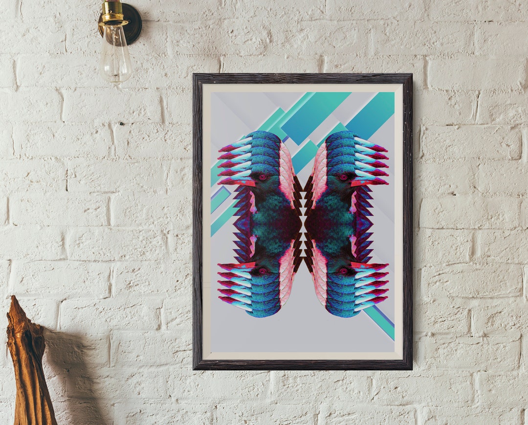 Digital Art Poster Magpie Collage Poster Geometric - Etsy