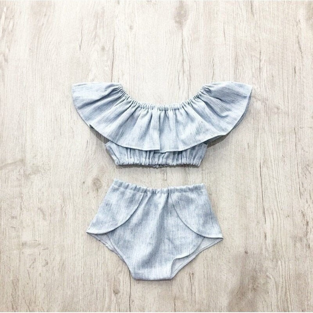 Must-have Light Blue Jean Baby Outfit Sets, Cute Denim Outfit Baby Girl ...