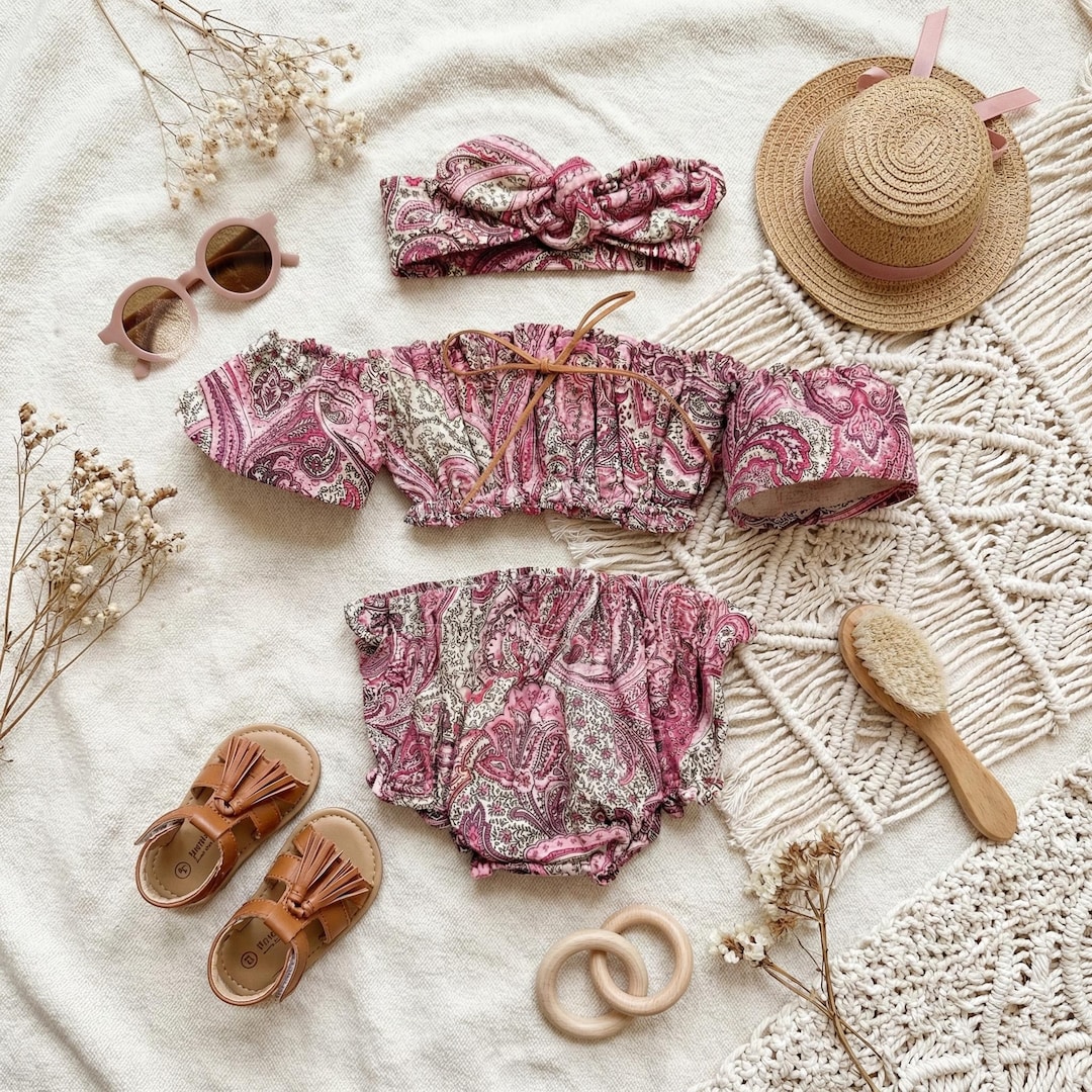 Boho Baby Girl Outfit | Hippie Baby Clothes | Bohemian Toddler Outfit ...