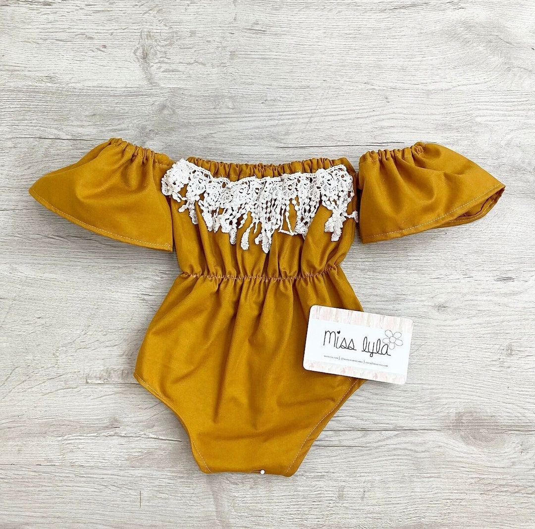 Must-have Newborn Outfits for Fall, Boho Mustard Rompers for Girls This ...
