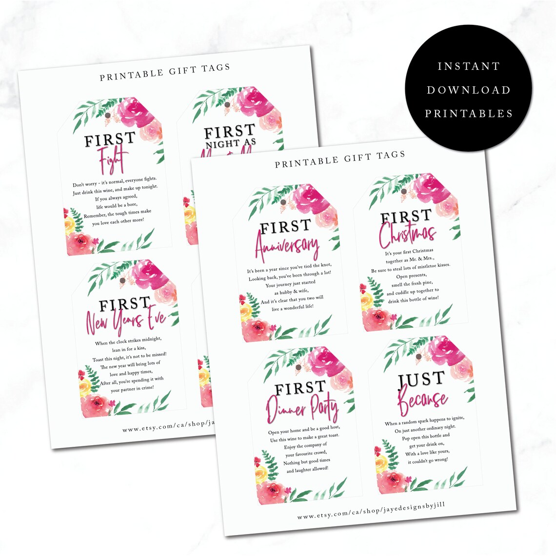 Marriage Milestone Wine Basket Tags A Year of Firsts Wine - Etsy Canada