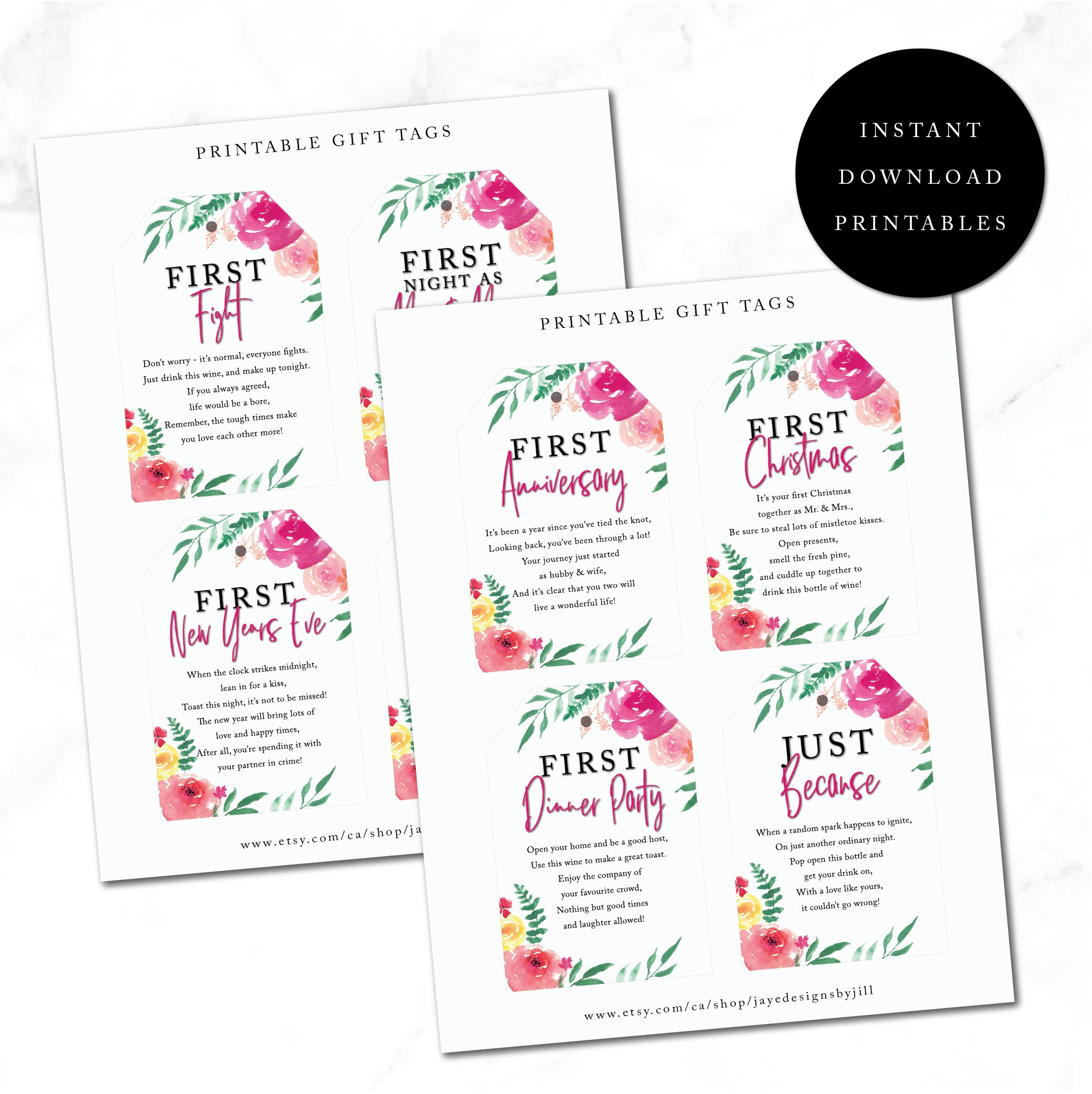 Marriage Milestone Wine Basket Tags A Year of Firsts Wine - Etsy Canada