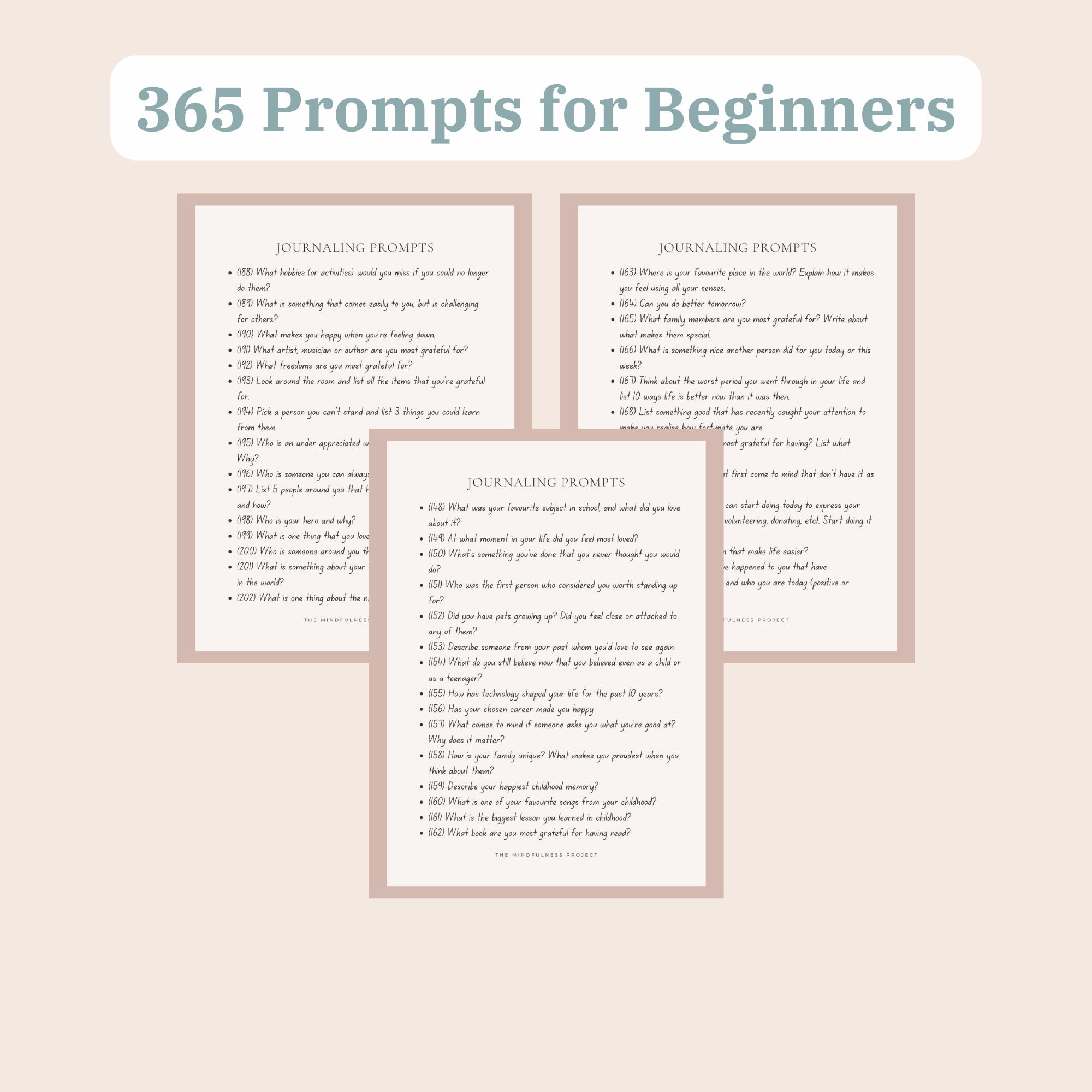 365 Journal Prompts for Beginners Self Care Metal Health - Etsy