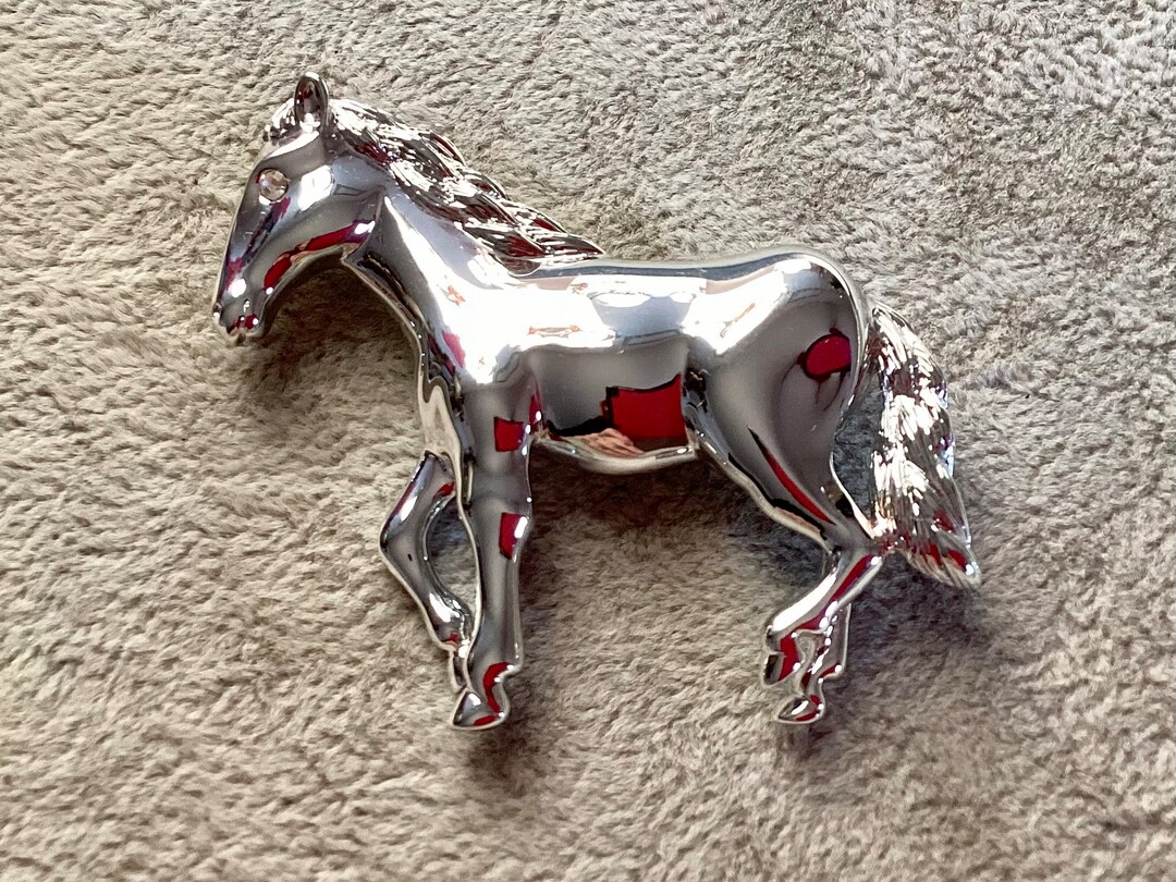 Vintage Silver Horse Brooch From Cabouchon, 90s, New - Etsy