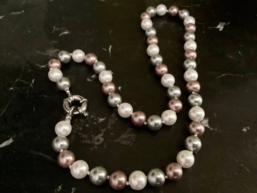 Majorca Pearl Necklace AAA Quality Buoy Clasp Chocolate Bronze Tones 8 ...