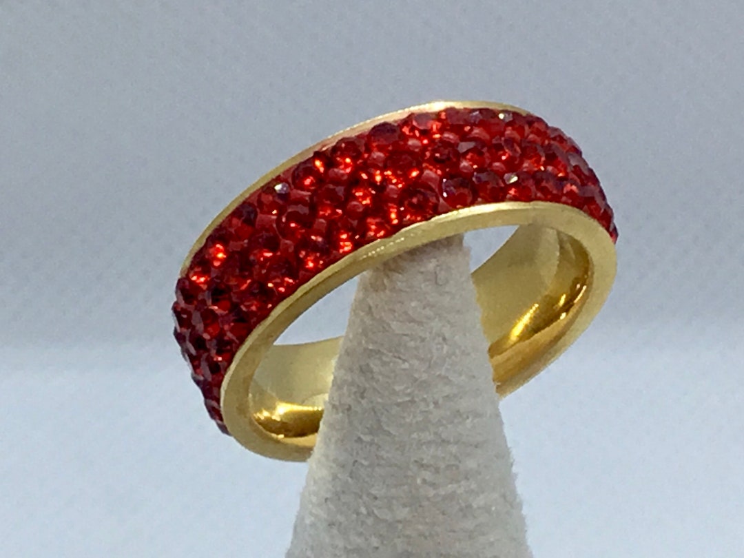 Oh Oh Oh the Steel Santa Claus Ring All in Red Crystals - Etsy