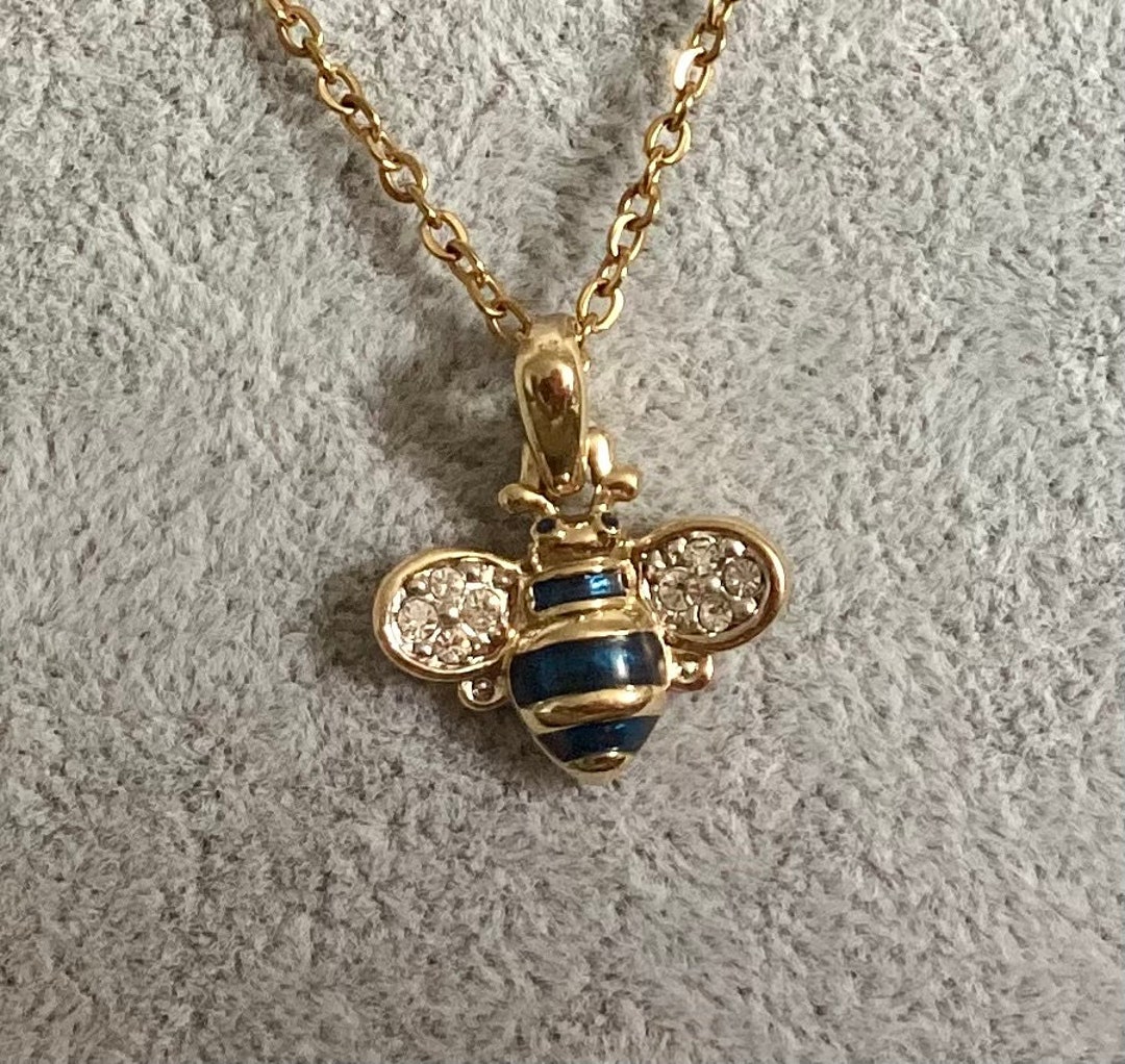 Vintage Bee Pendant and Its Steel Chain From Cabouchon 90s - Etsy
