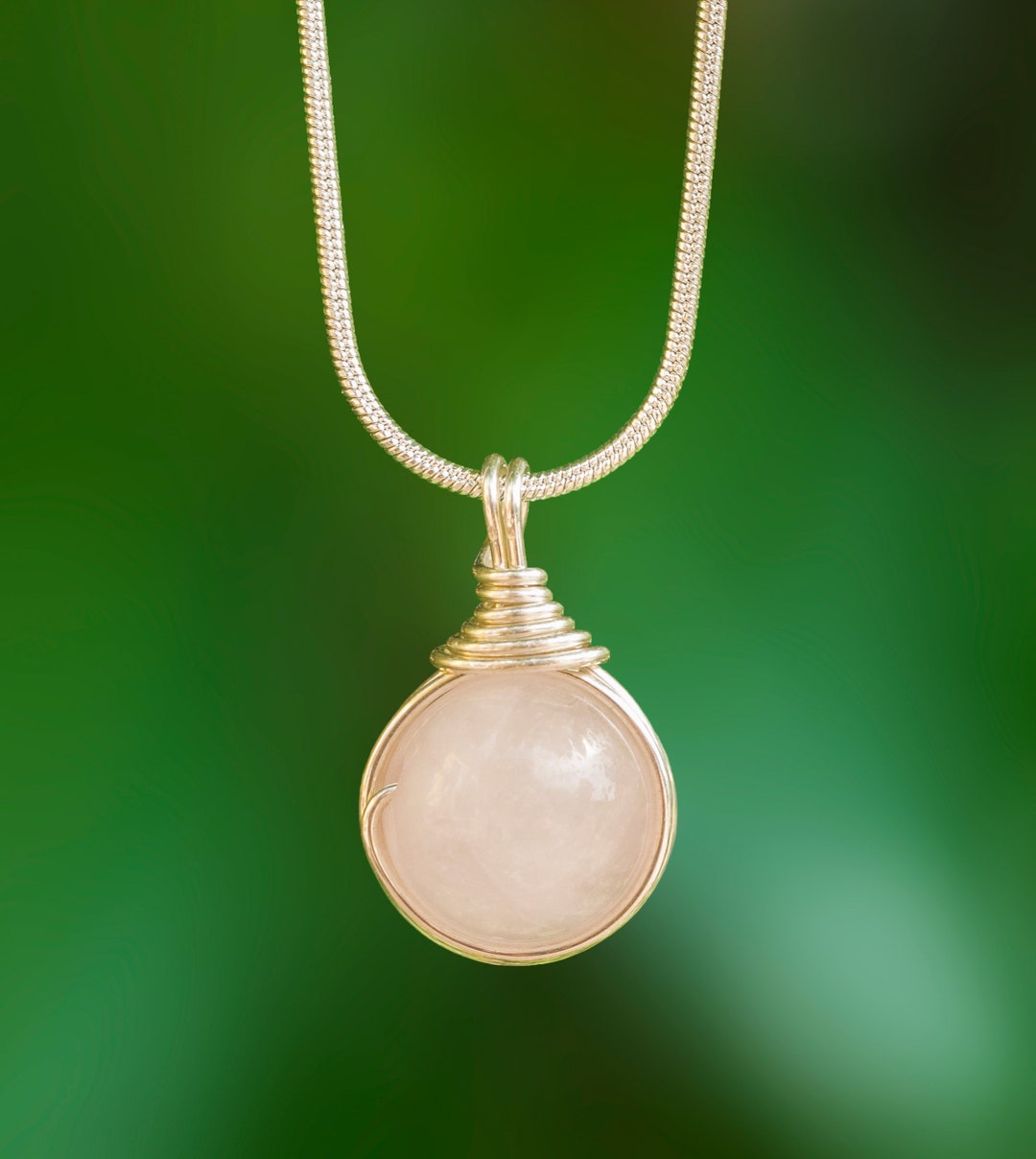 Hecho a mano 925 Sterling Silver Rose Quartz Pendant regalo único ...