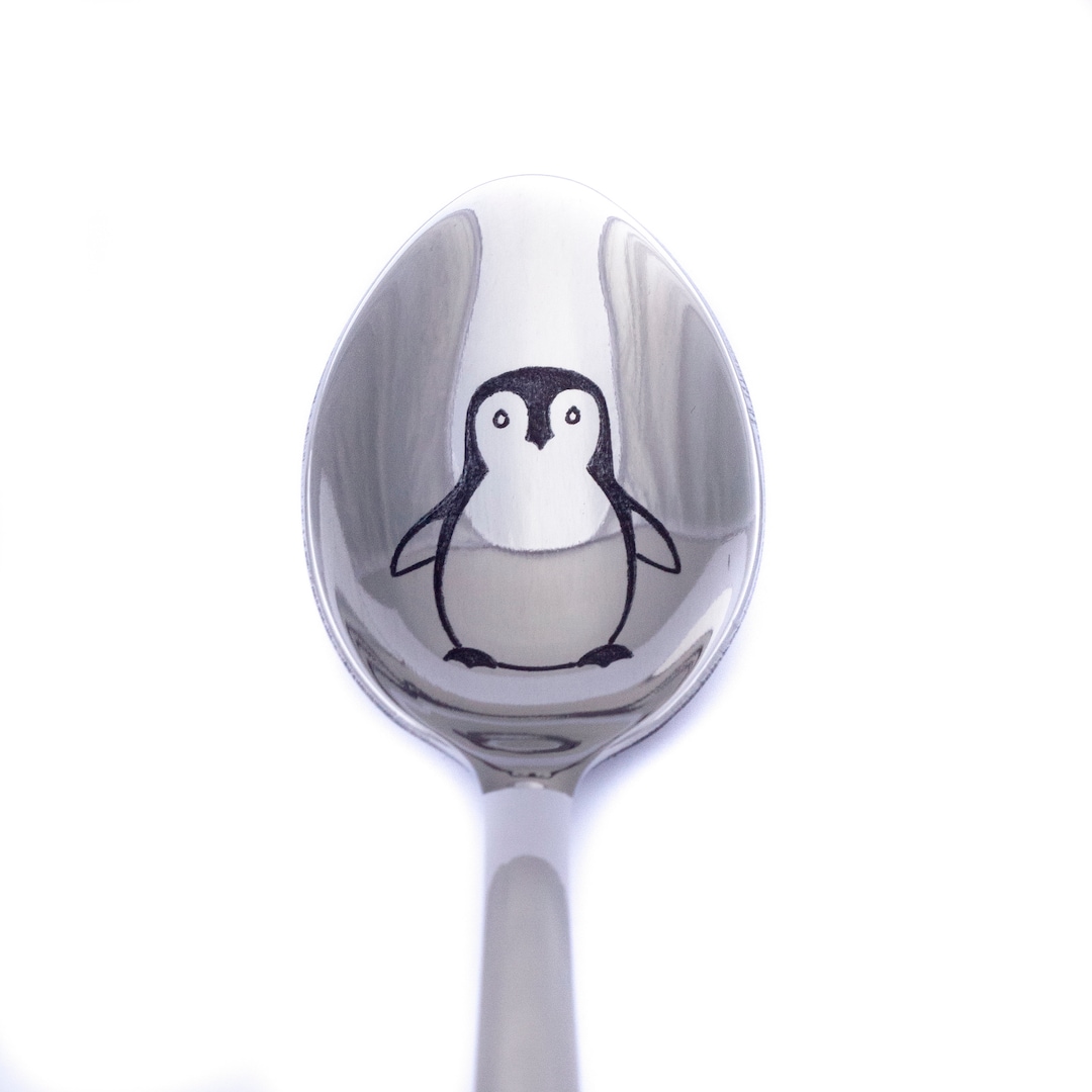 Hand Engraved Cute Penguin Spoon Teaspoon Table Spoon Special Funny ...