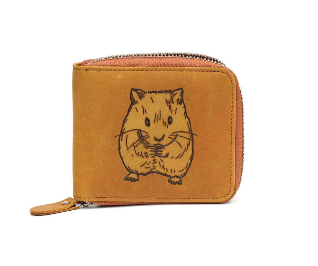 Cute Hamster Wallet Purse Genuine Leather Gift With Hand Burnt - Etsy