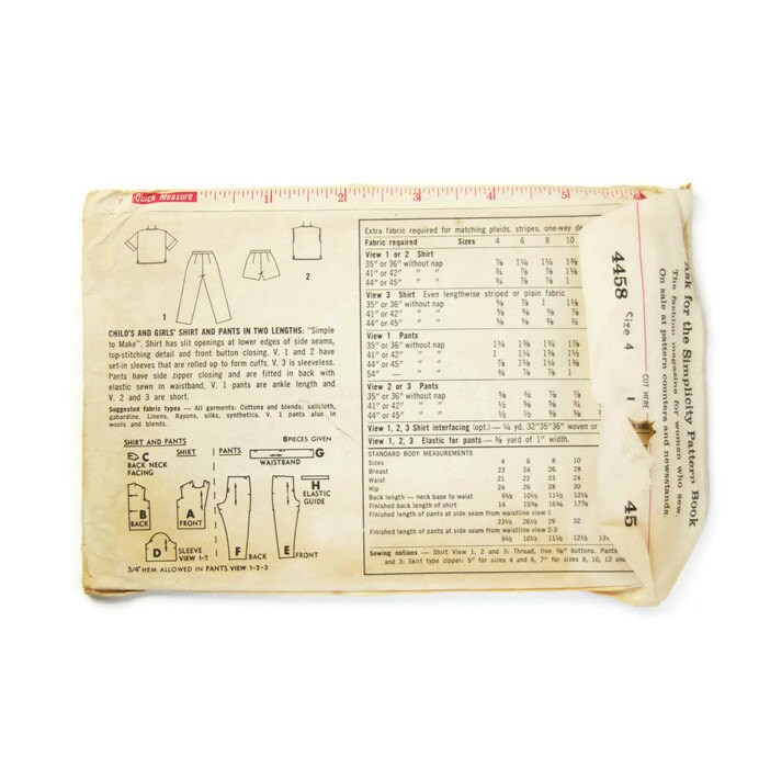 4458 Vintage Simplicity Sewing Pattern Retro Girls Pattern - Etsy