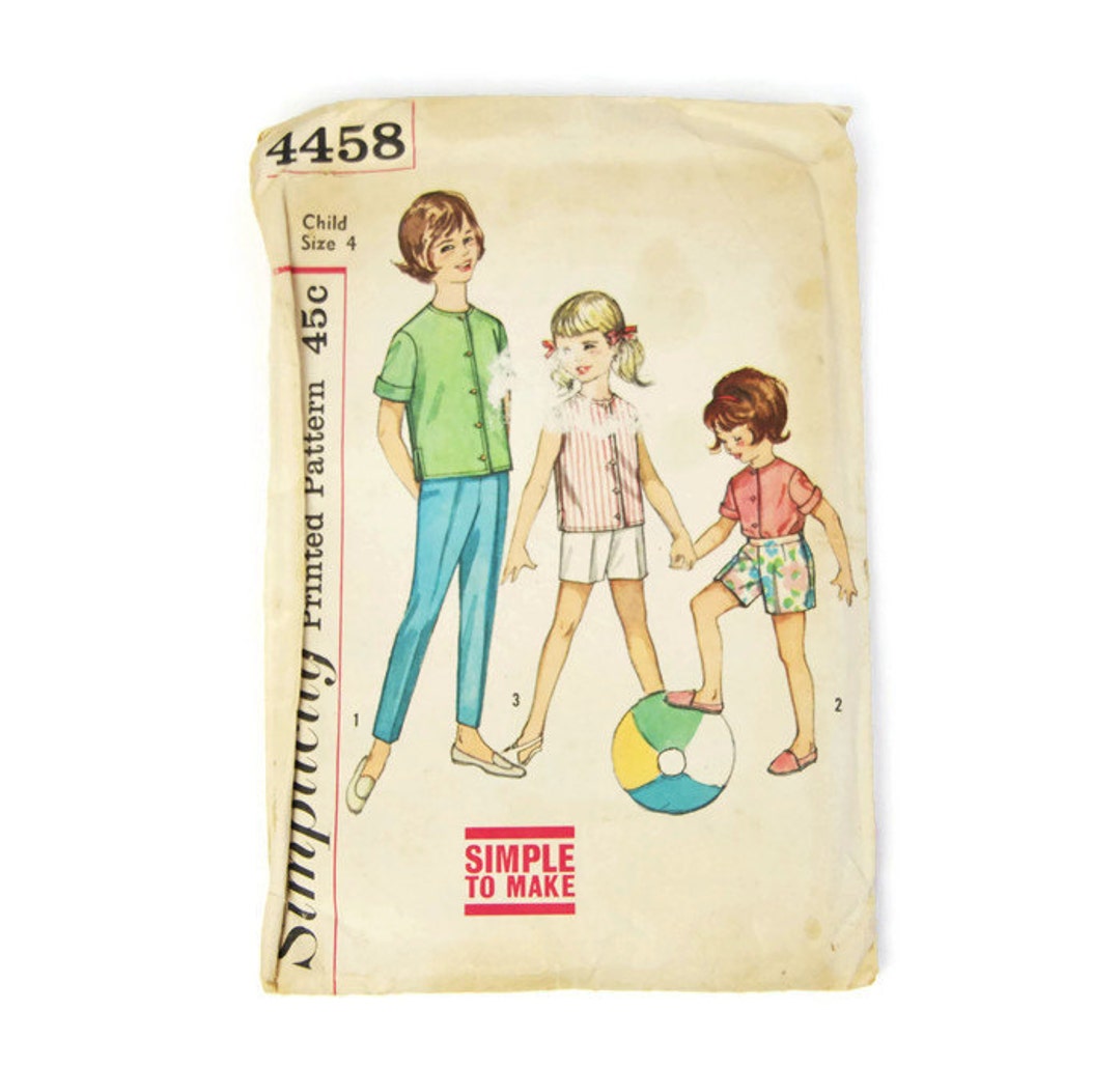 4458 Vintage Simplicity Sewing Pattern, Retro Girls Pattern, Size 4 ...