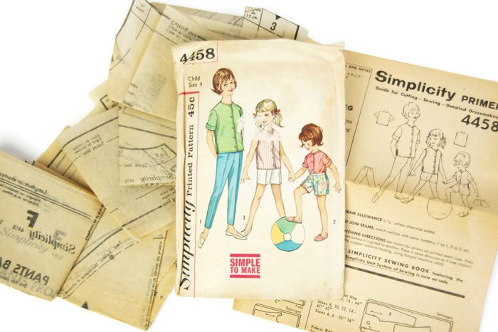 4458 Vintage Simplicity Sewing Pattern, Retro Girls Pattern, Size 4 ...