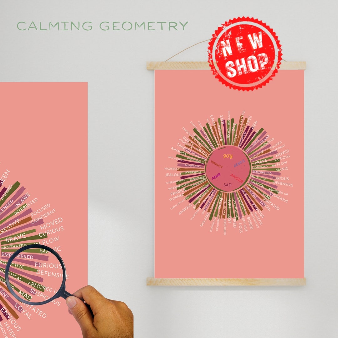 Wheel of Emotions, Feelings , Sun on Pink Background, Therapy Office ...