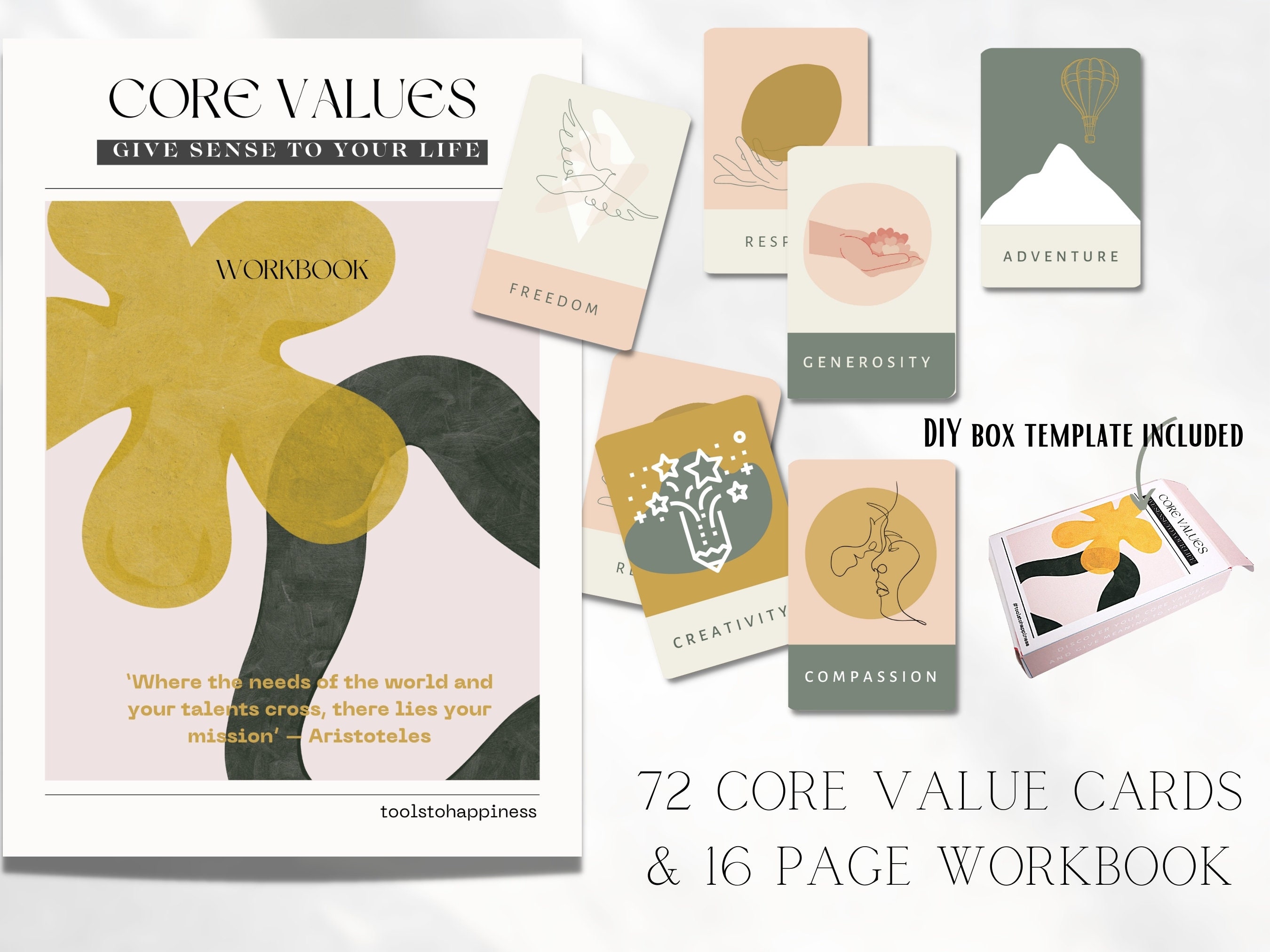 Core Values Card Deck and Workbook, Meaning of Life Self Discovery ...