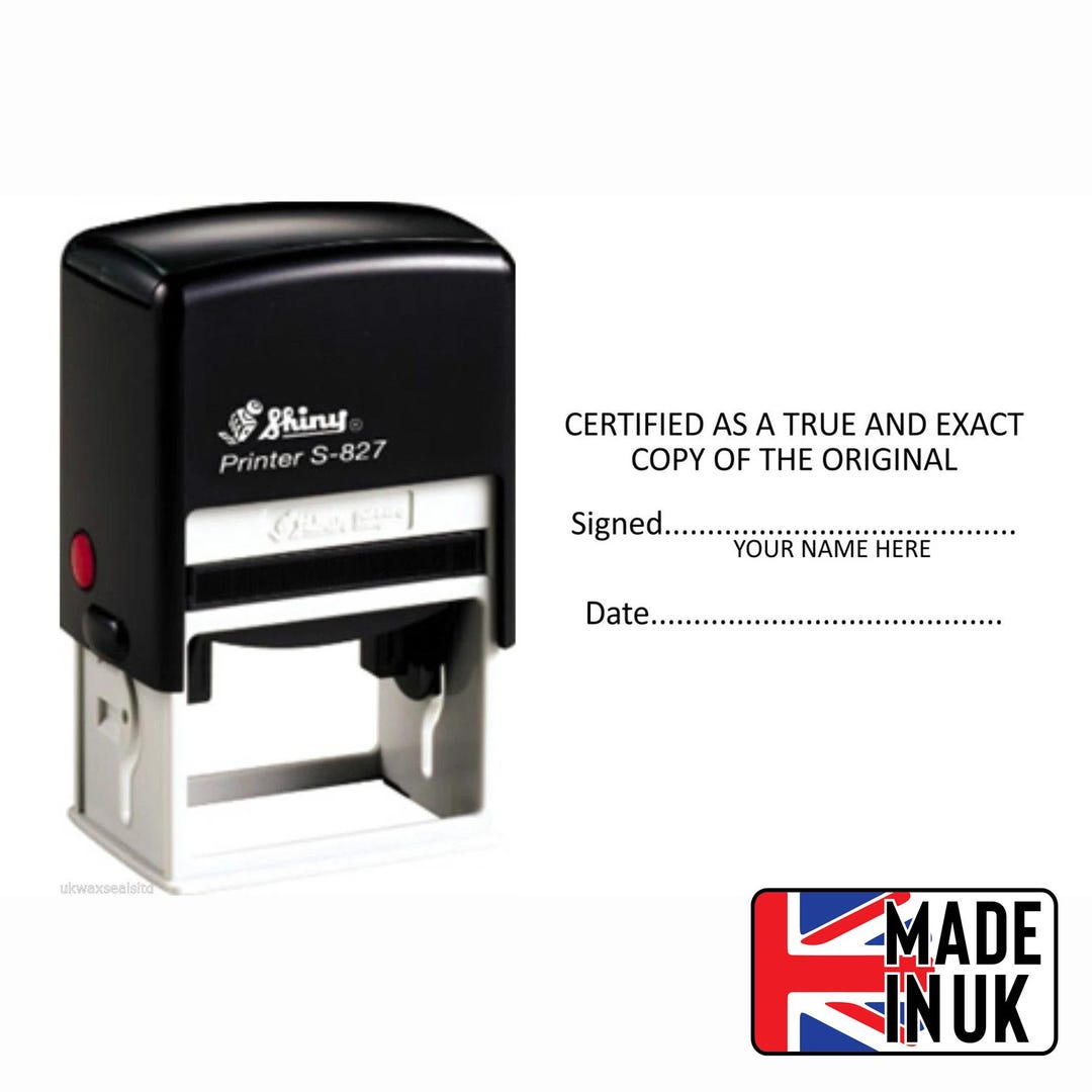 Self Inking "certified as True Copy" Company Stamp 60x40mm Approx ...
