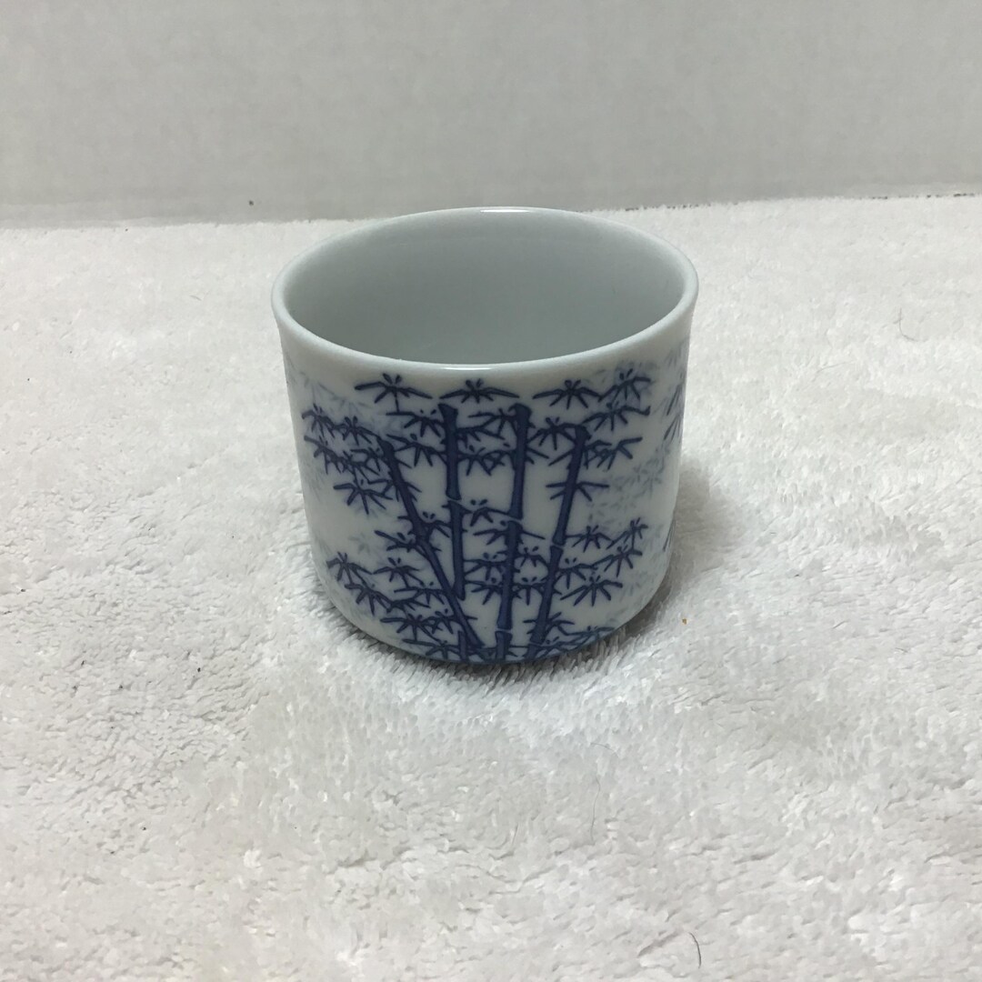 Bamboo Pattern White and Colbart Blue Japanese Teacup - Etsy