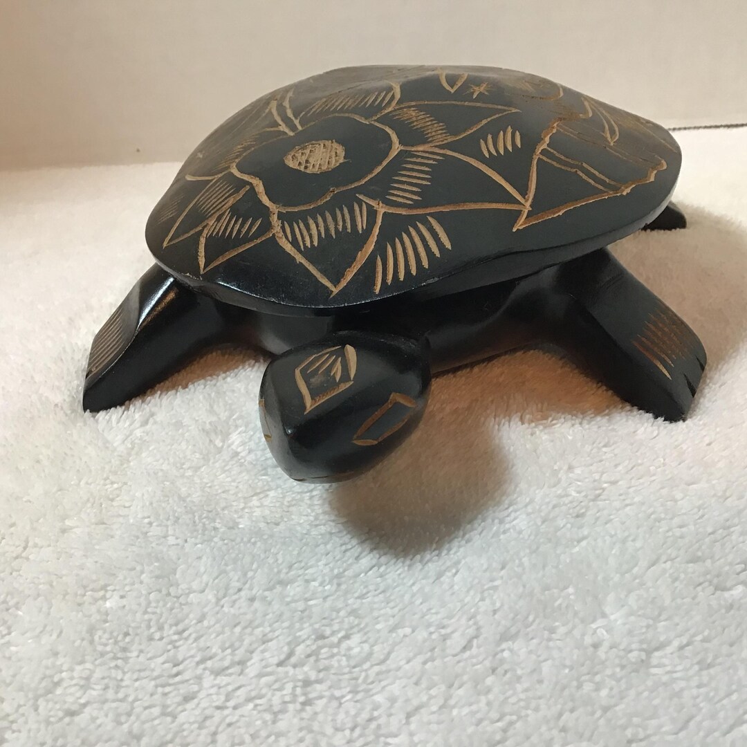 Wooden Hand Carved Teak Wood Turtle Signed by Aruka - Etsy